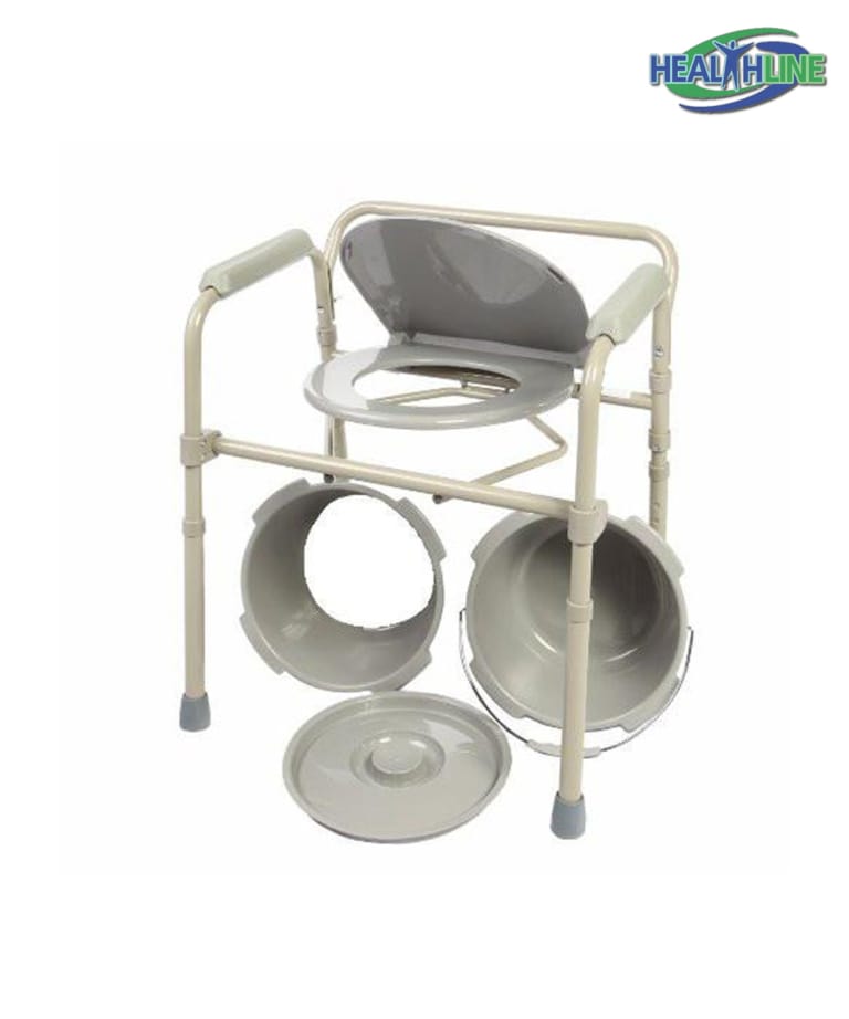 Commode Chair Folding Bedside Commode Seat w/splash guard | Healthline ...